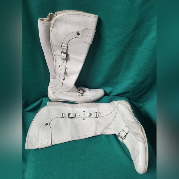 Puma | Shoes | Puma Berlin Moto Leather Boots Womens Size 95 White ...